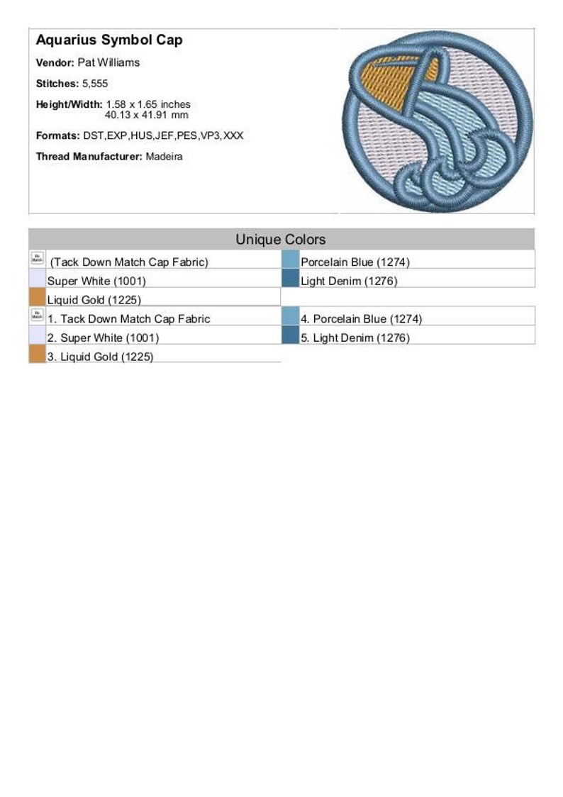 Aquarius Symbol Cap - Machine Embroidery Design, Water Bearer Zodiac ...