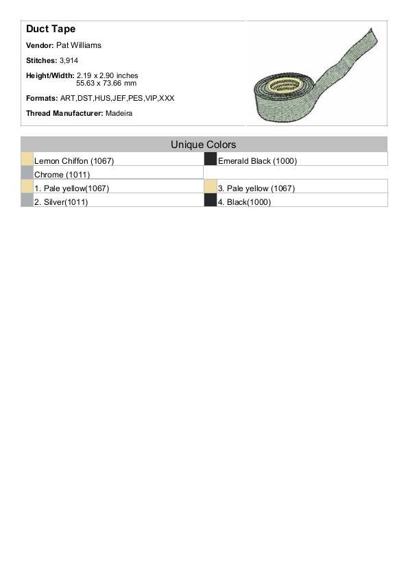 Duct Tape Machine Embroidery Design Duck Tape Embroidery - Etsy