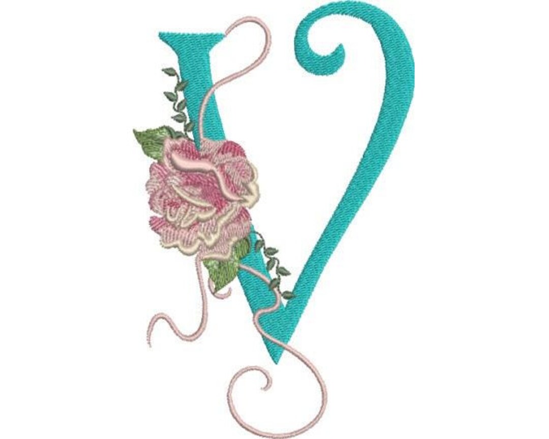 Harrington Rose V Machine Embroidery Design, Decorated Rose Alphabet ...