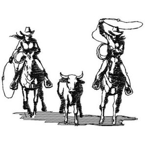 Team Roping Cowboys Silhouette - Machine Embroidery Design, Calf Roping ...