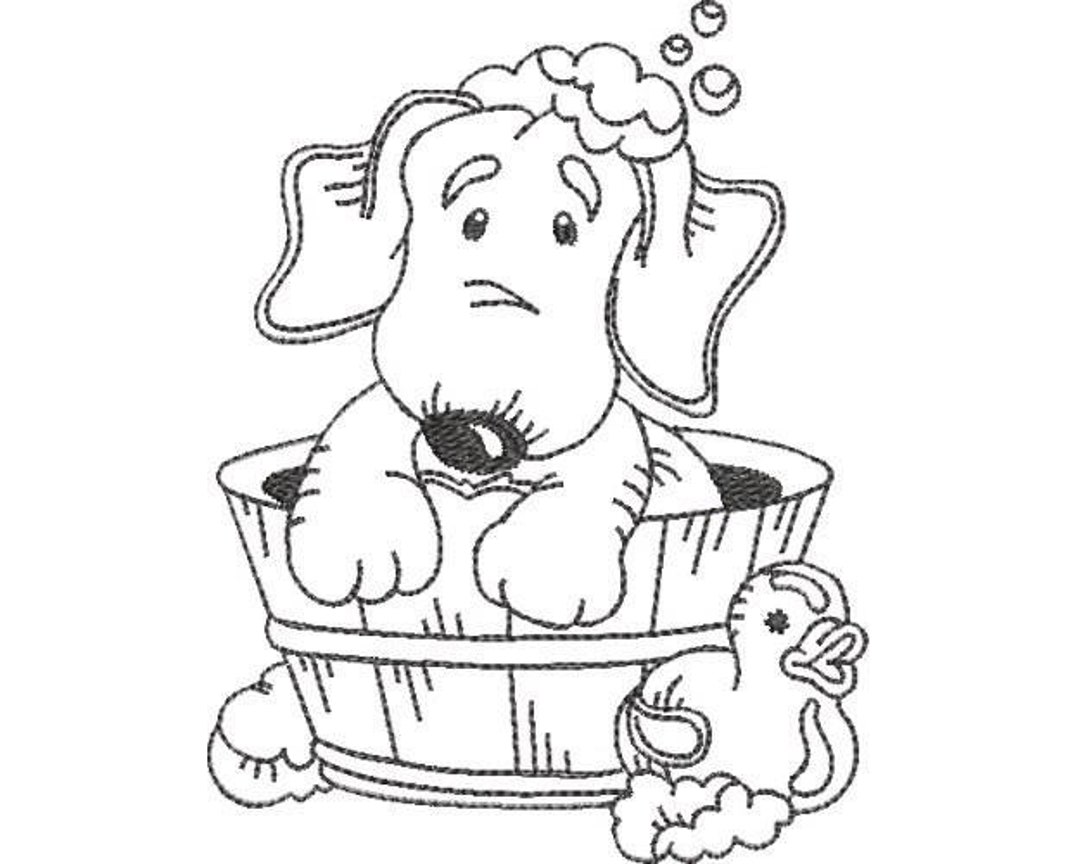 Dog Bath - Machine Embroidery Design, Bath Time Towel Caddy, Bubble ...