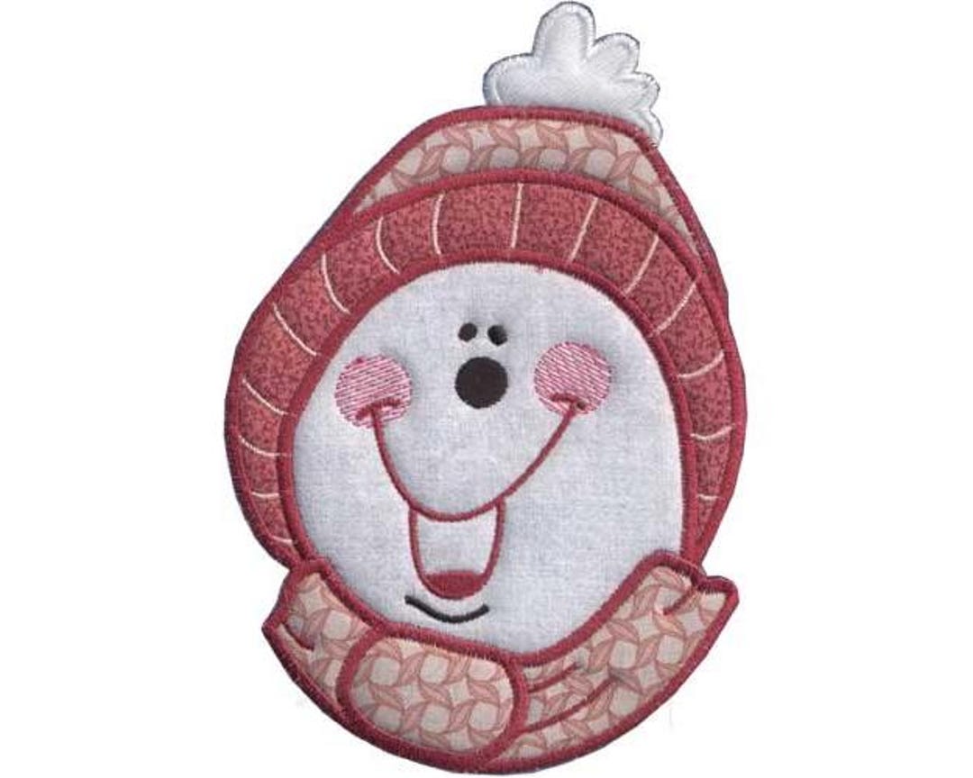 Snowman Face Applique - Machine Embroidery Applique Design, Happy ...