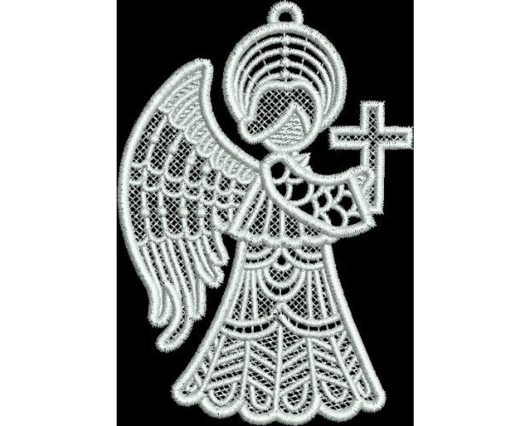 FSL Angel With Cross - Machine Embroidery Design, Freestanding Lace ...