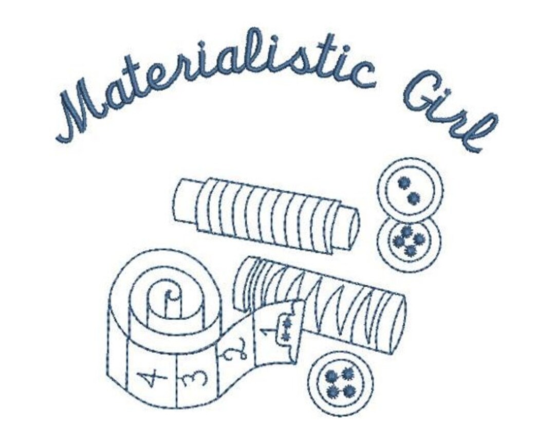 Materialistic Girl - Machine Embroidery Design, Tape Measure Embroidery ...