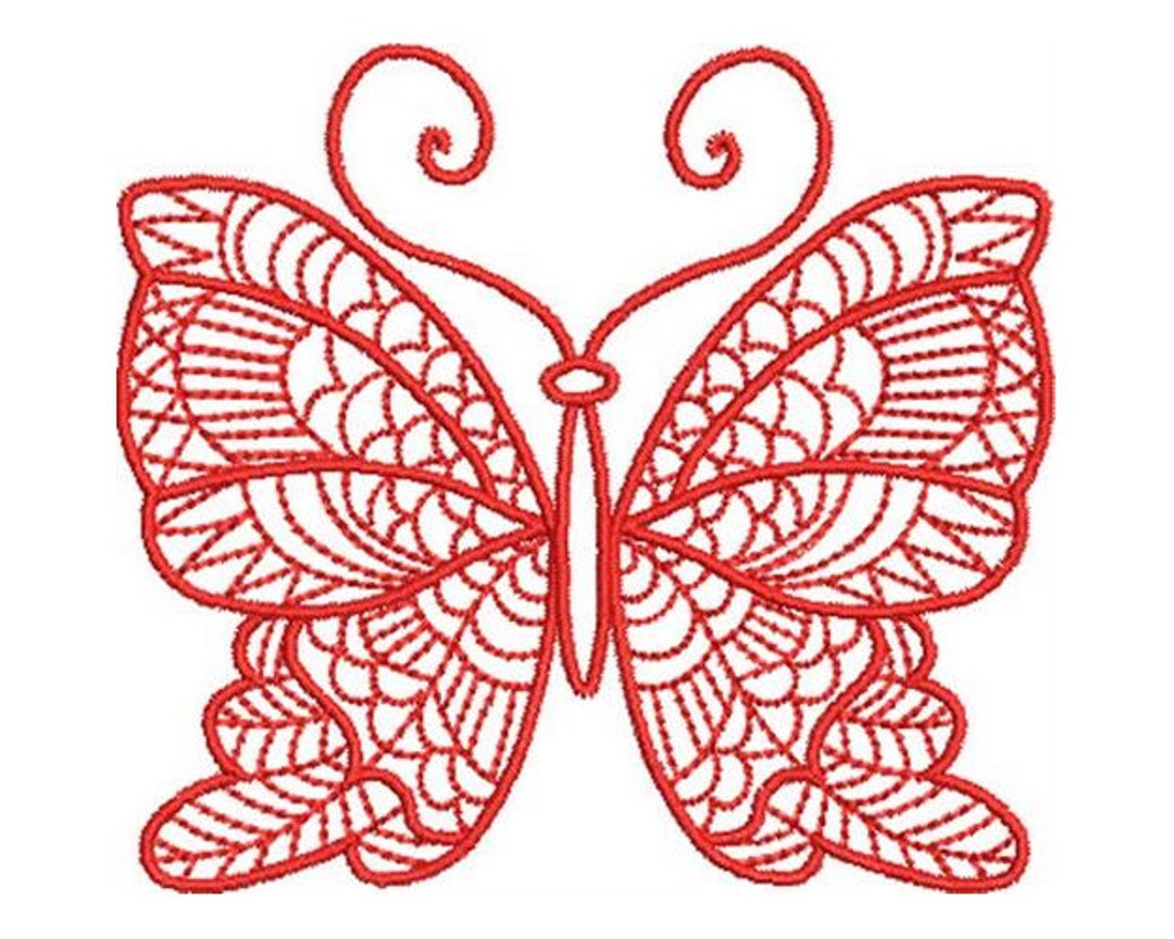 Redwork Butterfly Machine Embroidery Design, Spring Butterfly ...