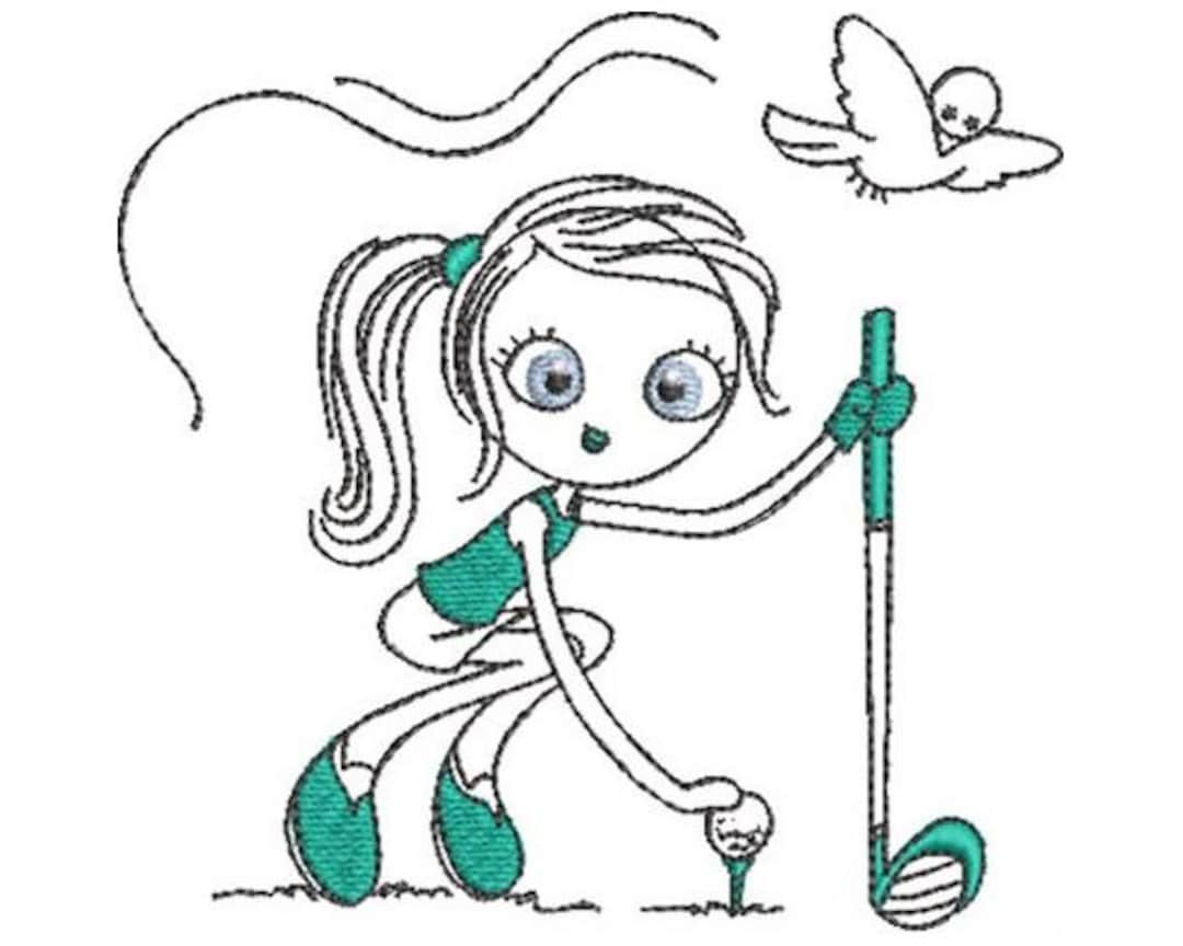 Lady Golfer - Machine Embroidery Design, Golf Player Girl Embroidery ...