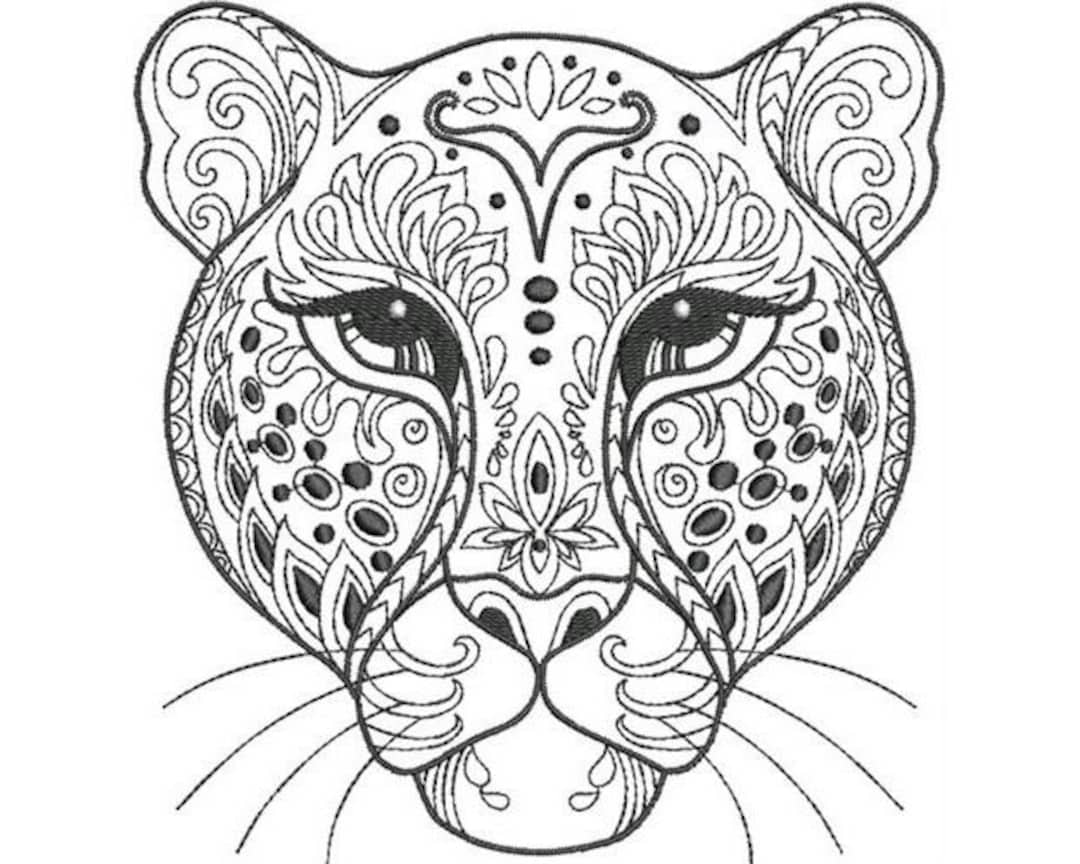 Zentangle Leopard Head - Machine Embroidery Design, Leopard Art ...