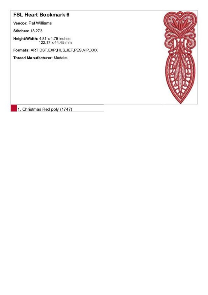 FSL Heart Bookmark - Machine Embroidery Design, Freestanding Lace ...