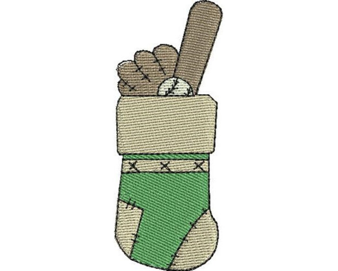 Baseball Glove & Bat Christmas Stocking Machine Embroidery Design, Boys ...