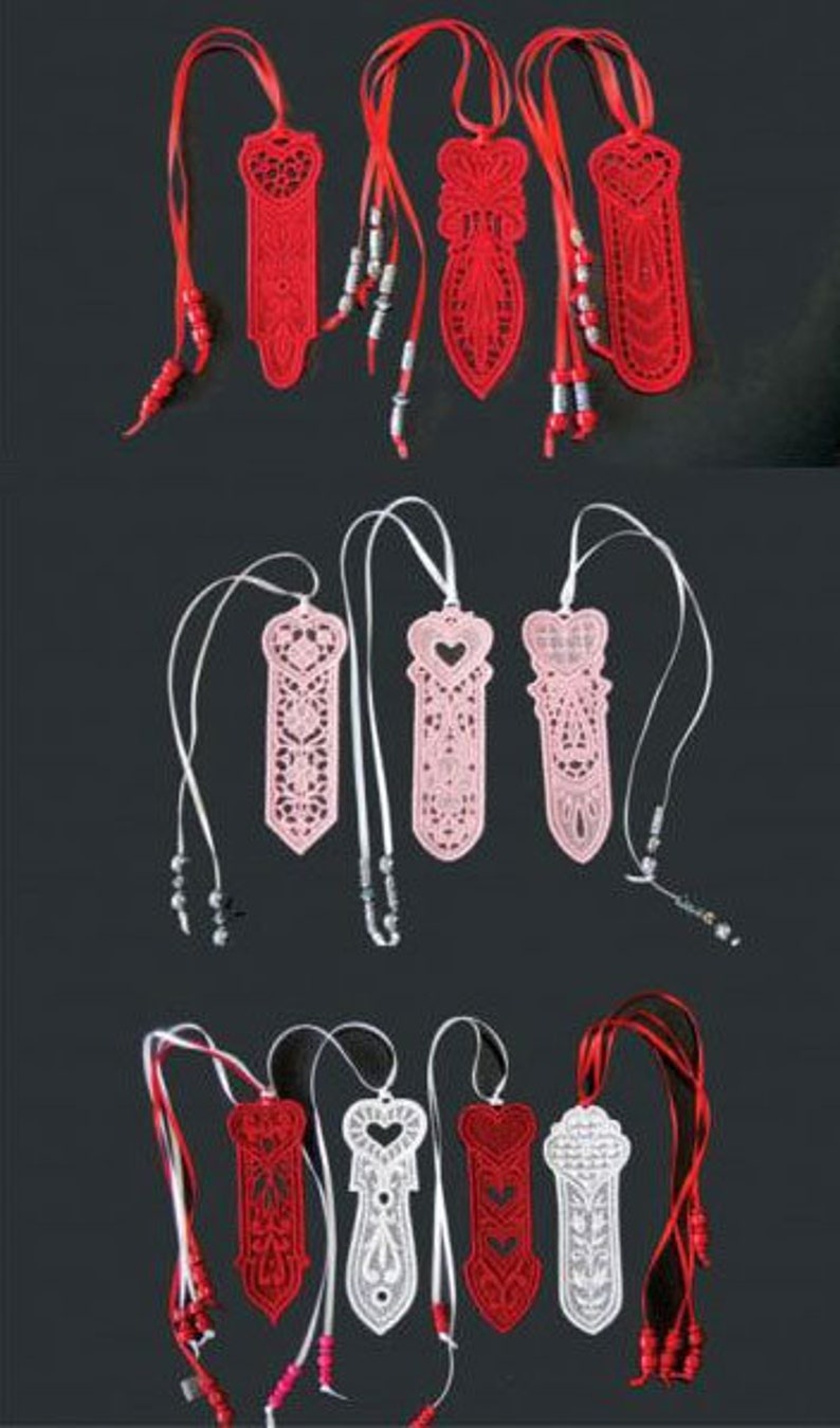 10 FSL Heart Bookmarks - Machine Embroidery Designs PACK, Freestanding ...