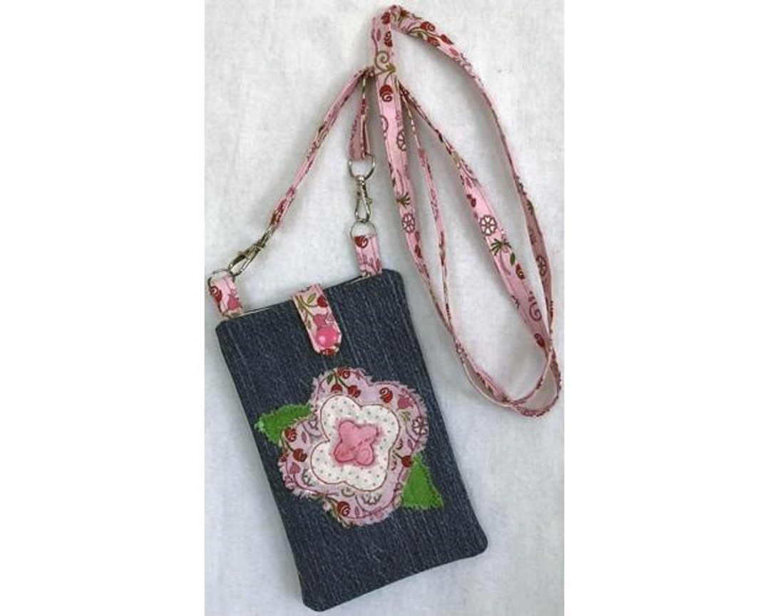 ITH Tombstone Rose Large Cell Phone Cross Body Pouch - Machine Embroidery Design, in the Hoop ...