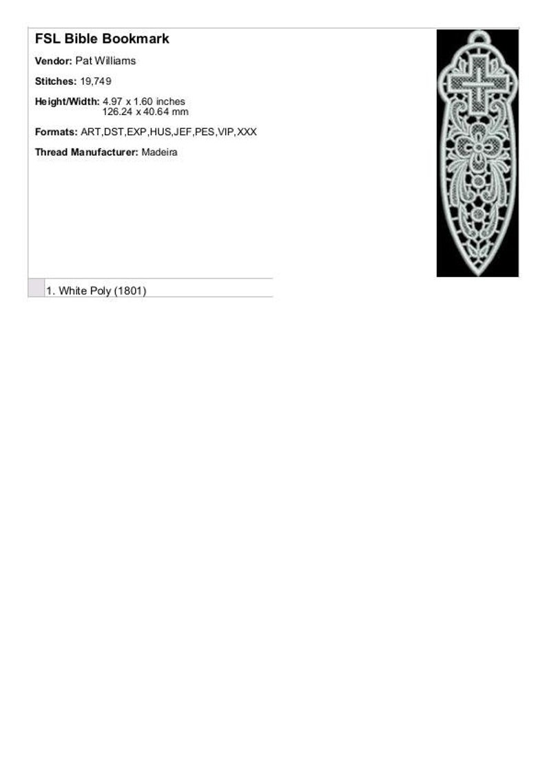 FSL Christian Cross Bookmark - Machine Embroidery Design, Freestanding ...