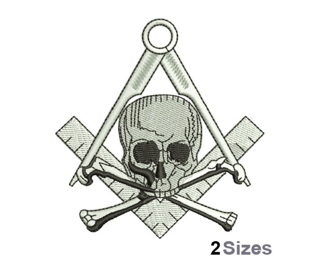 Mason Skull - Machine Embroidery Design - 2 Sizes, Crossed Bones Skull ...