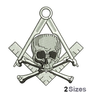 Mason Skull - Machine Embroidery Design - 2 Sizes, Crossed Bones Skull ...