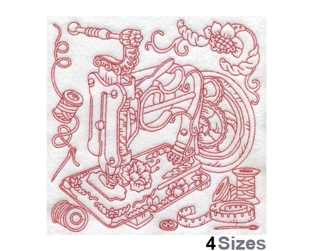 Vintage Sewing Machine (5.9-in) - Machine Embroidery Design - 4 Sizes ...