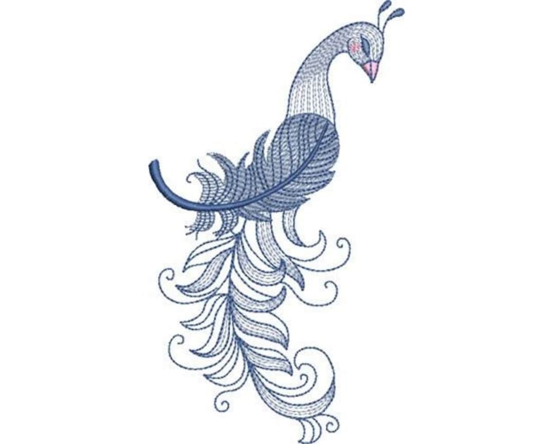 Barroco Peacock - Machine Embroidery Design, Blue Peacock Embroidery ...