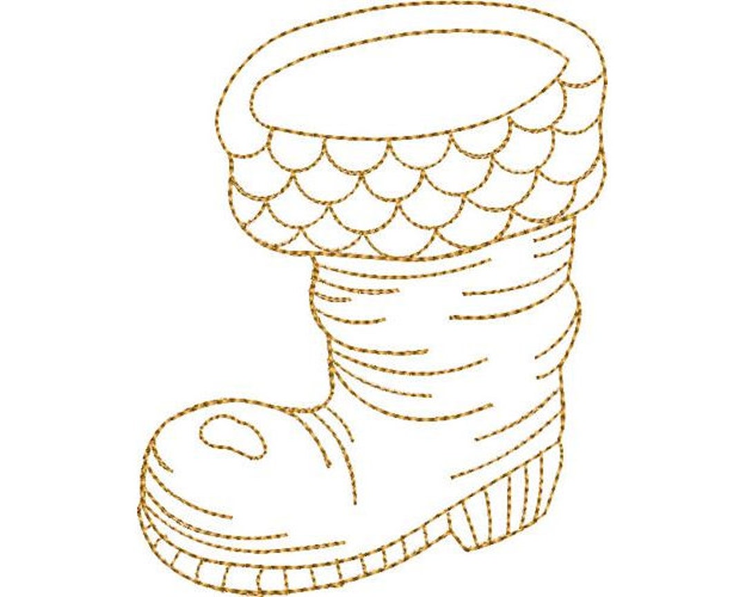 Golden Santa Boot - Machine Embroidery Design, Christmas Boot ...