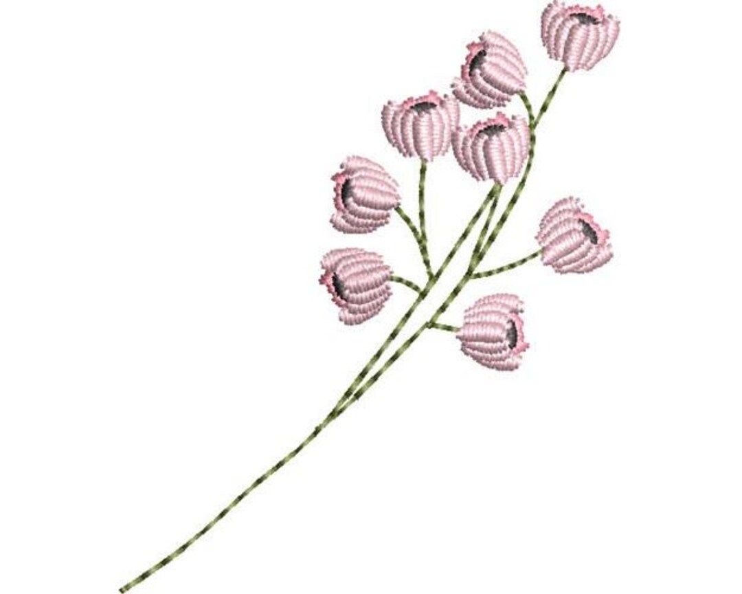 Floral Spray - Machine Embroidery Design, Pink Flowers Stem Embroidery ...