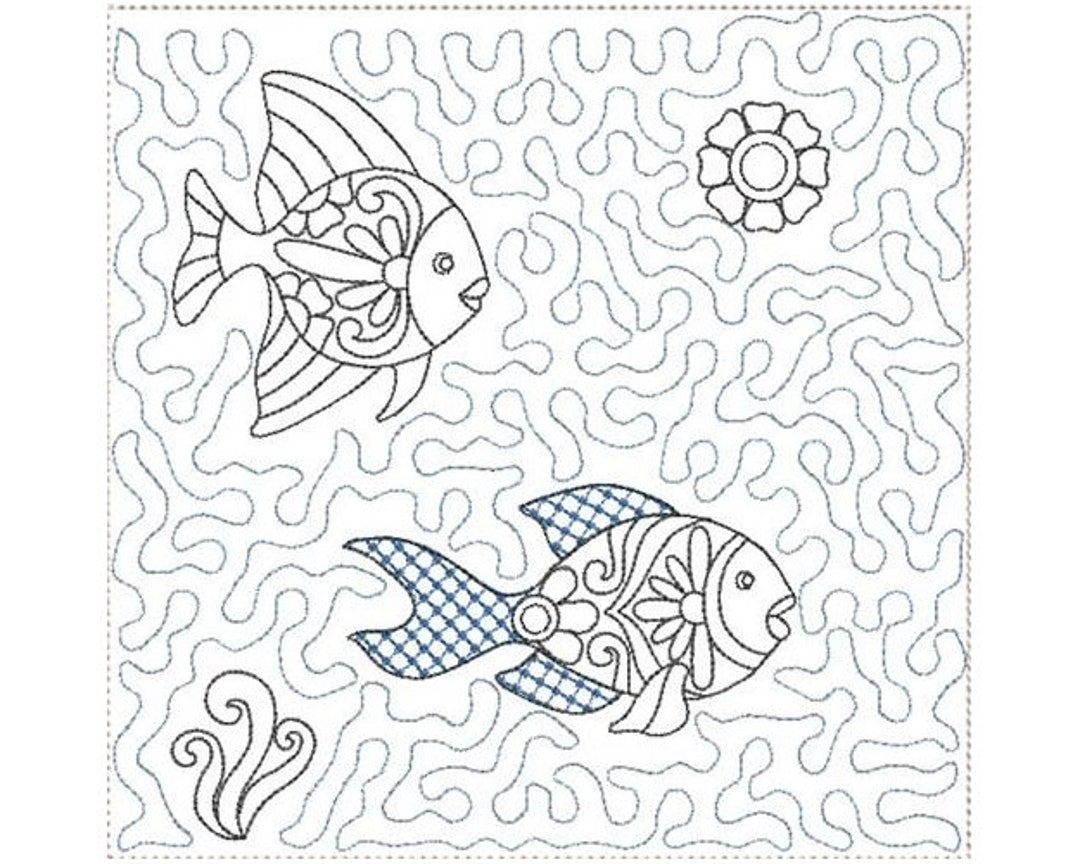 ITH Talavera Ocean Quilt Block - Machine Embroidery Design, in the Hoop ...