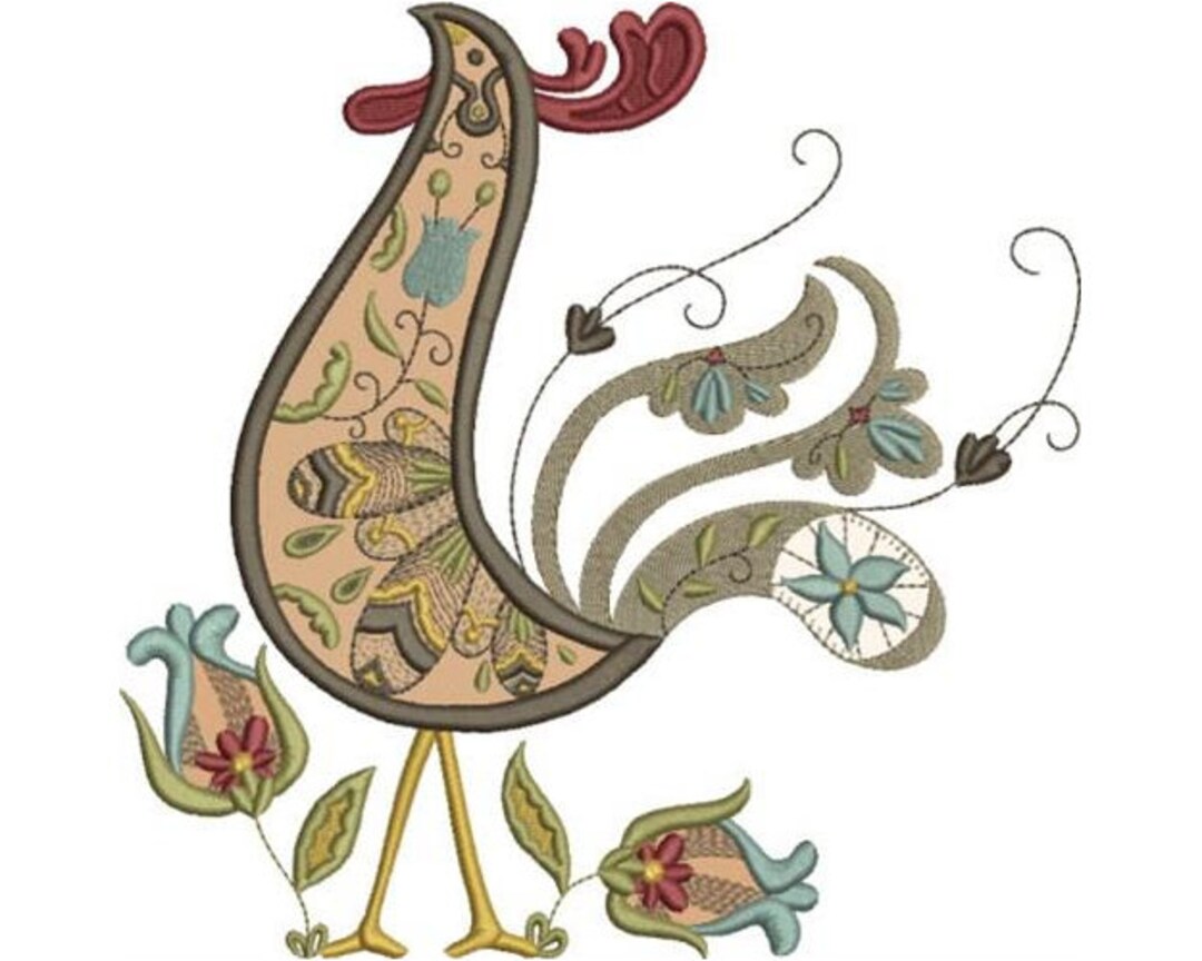 Russian Rooster Art Deco Machine Embroidery Design, Russian Rooster ...