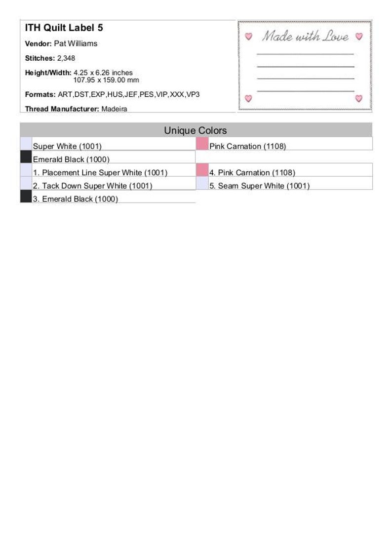 ITH Quilt Label - Machine Embroidery Project Design, in the Hoop Made ...