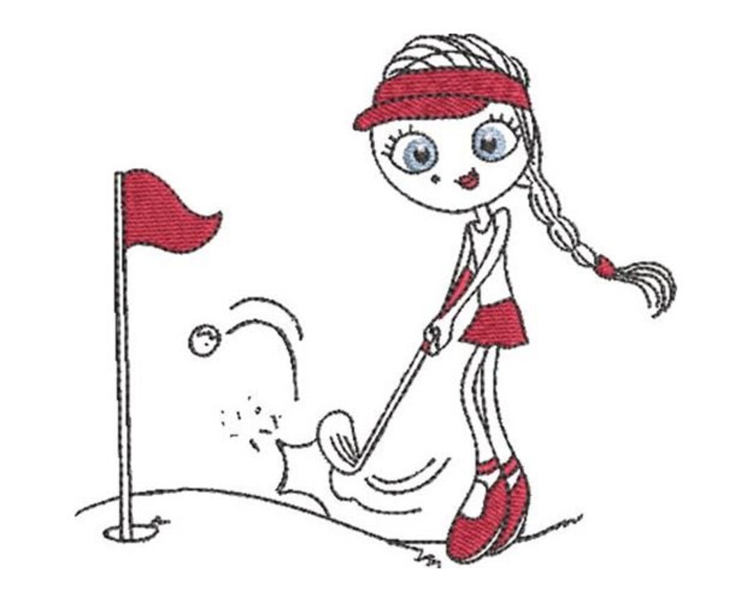 Lady Golfer - Machine Embroidery Design, Golf Player Girl Embroidery ...
