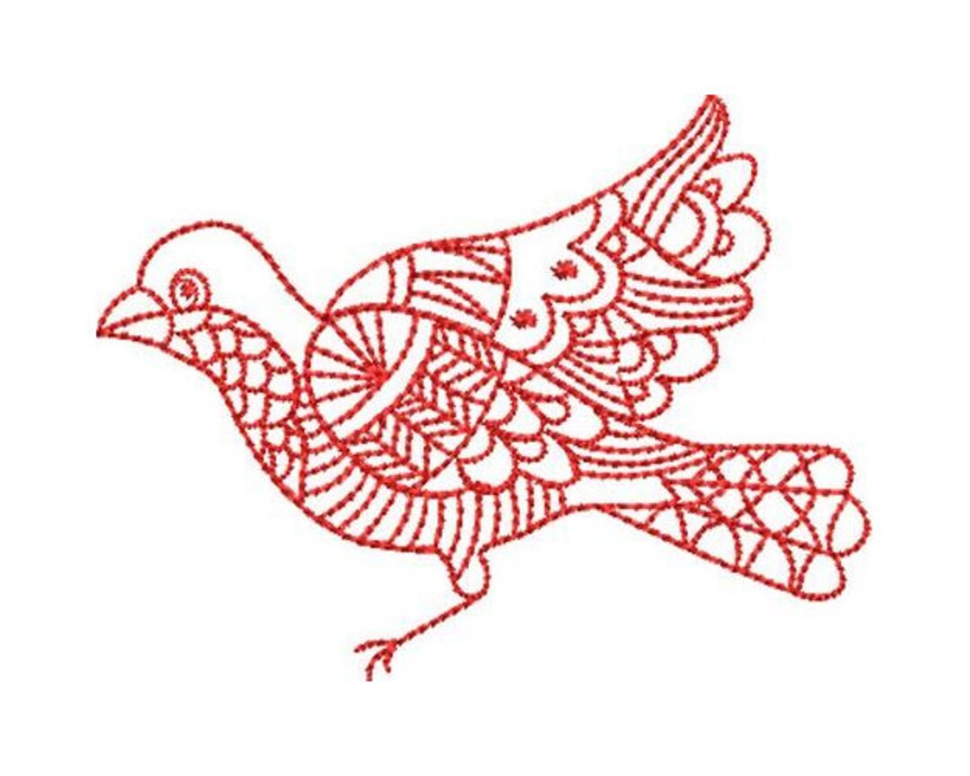 Redwork Bird - Machine Embroidery Design, Flying Bird Embroidery ...