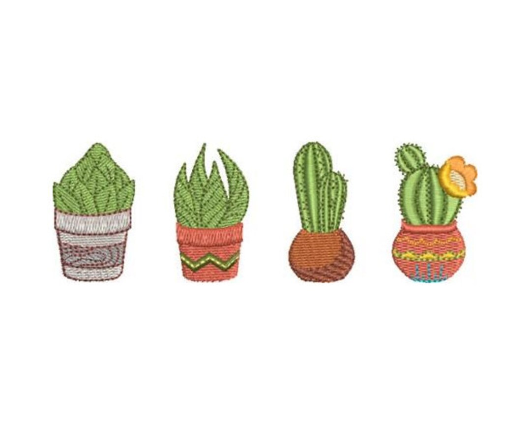 Mini Cactus Group - Machine Embroidery Design, Cactus Pots Embroidery ...