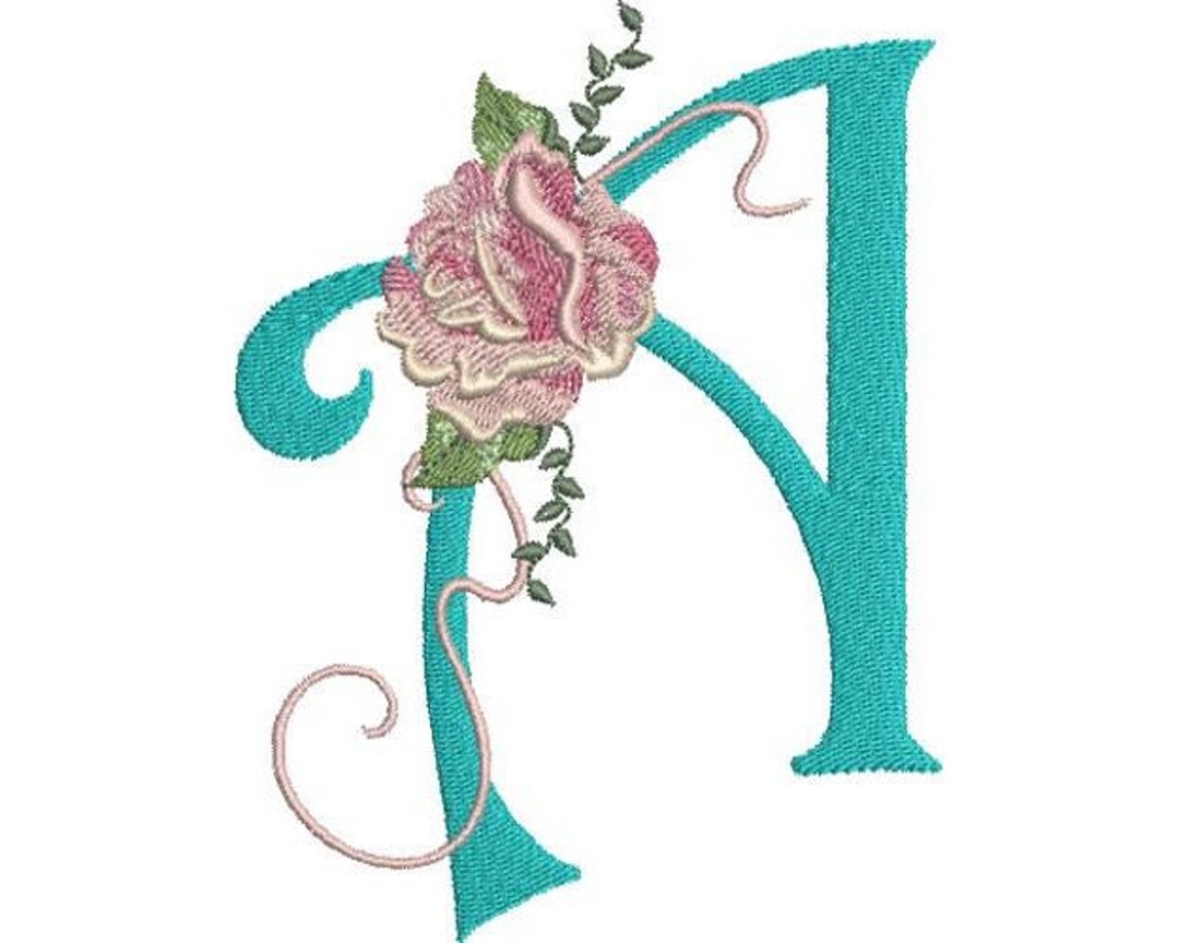 Harrington Rose A - Machine Embroidery Design, Decorated Rose Alphabet ...