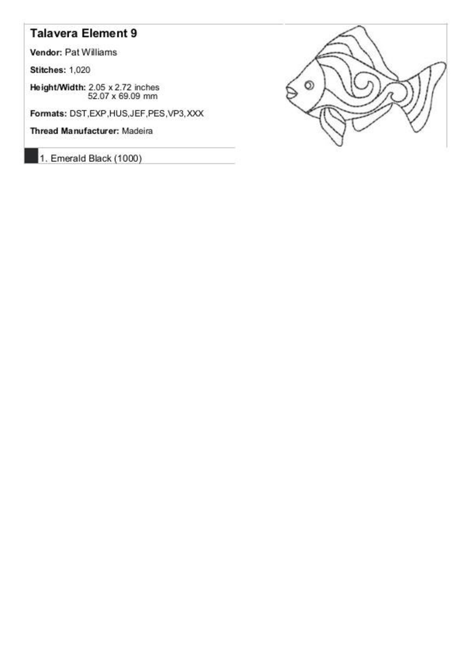 Talavera Fish Element - Machine Embroidery Design, Fish Talavera Art ...