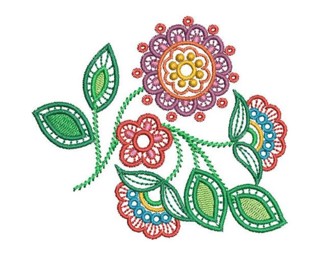 Jacobean Floral Decor Machine Embroidery Design, Jacobean Stylized ...