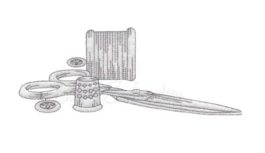 Sewing Scissors Blackwork - Machine Embroidery Design, Sewing Thimble ...