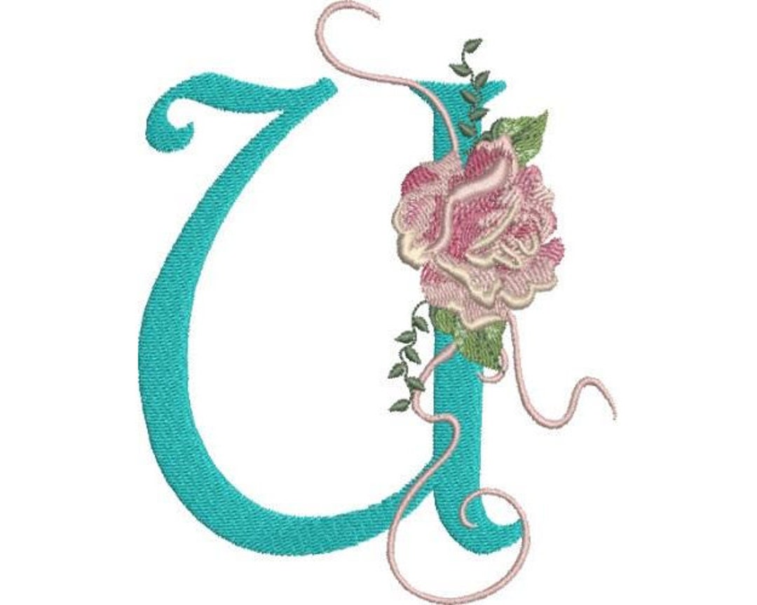 Harrington Rose U - Machine Embroidery Design, Decorated Rose Alphabet ...