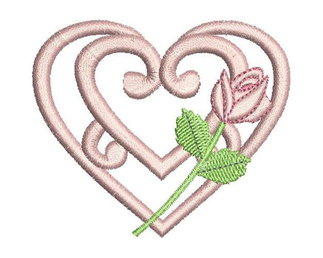Curlique Heart Machine Embroidery Design, Curlicue Floral Heart ...