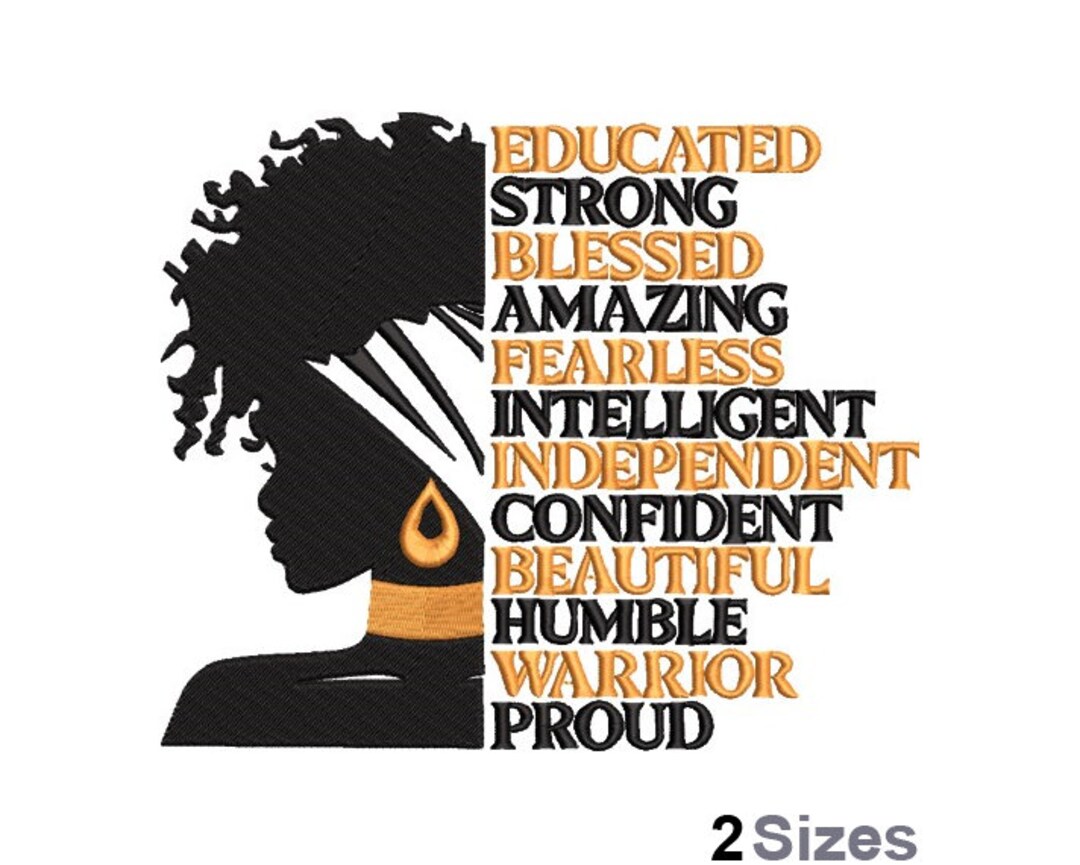 Proud Woman - Machine Embroidery Design - 2 Sizes, Black Lady Profile ...