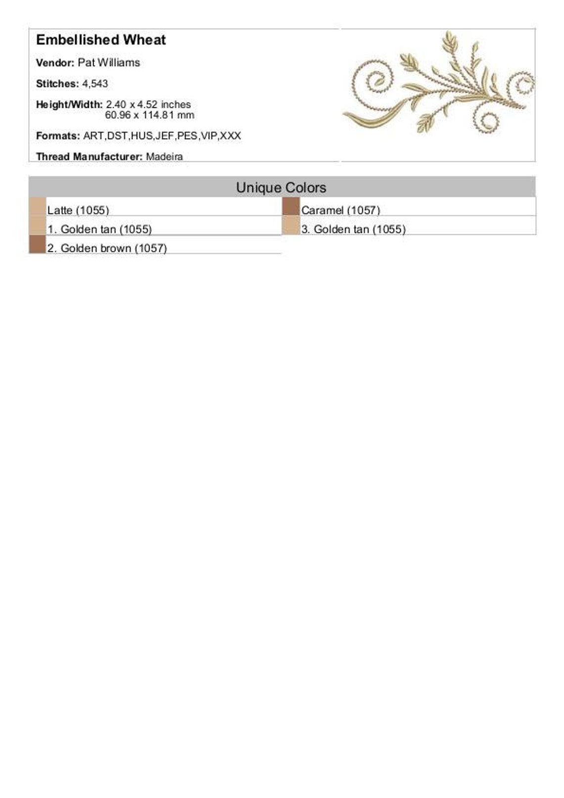 Embellished Wheat - Machine Embroidery Design, Wheat Stalk Embroidery ...