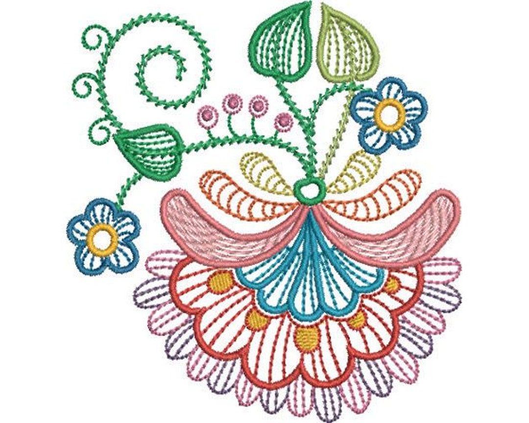Jacobean Floral Plant - Machine Embroidery Design, Jacobean Stylized ...