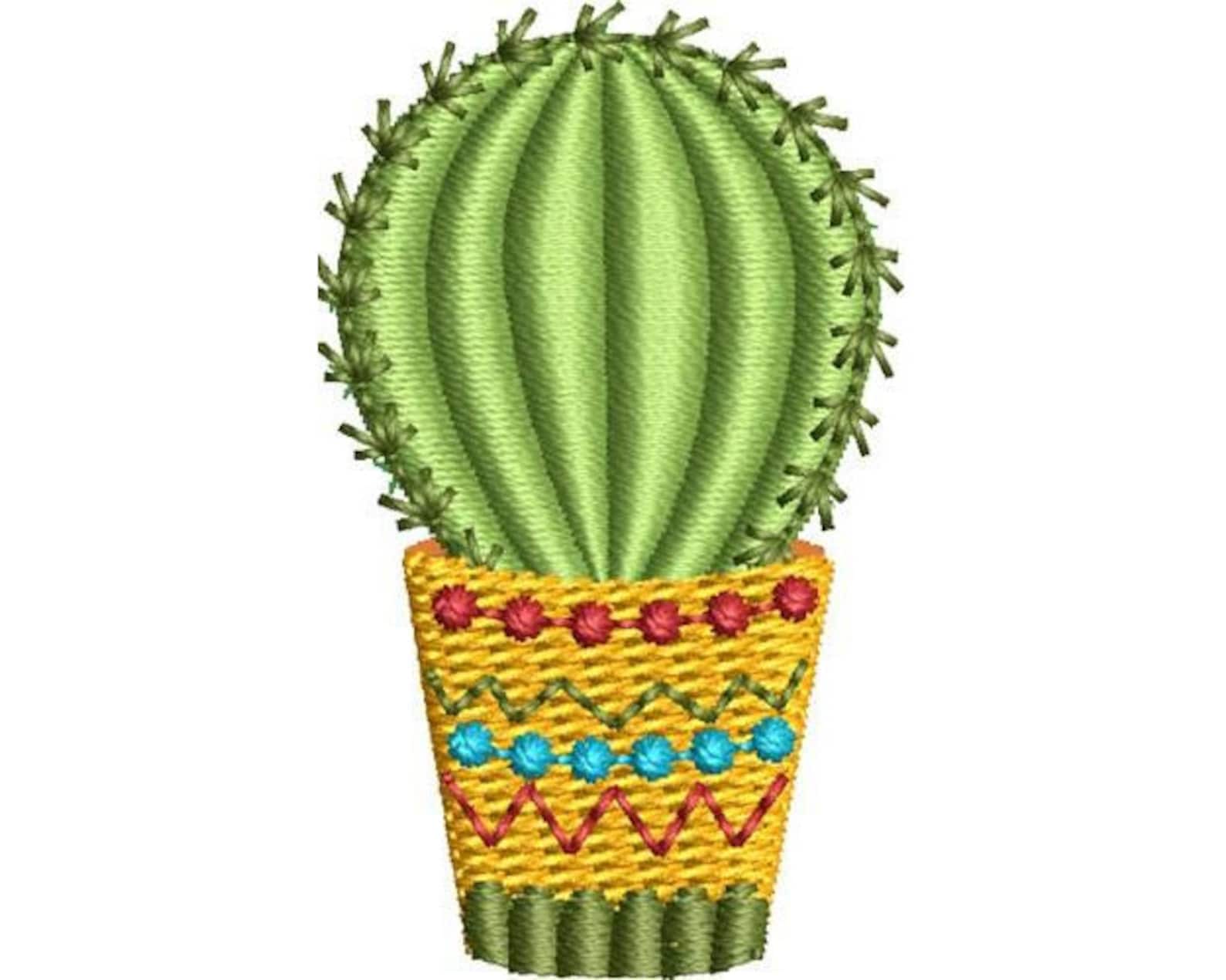 Mini Cactus - Machine Embroidery Design, Decorated Cactus Pot ...