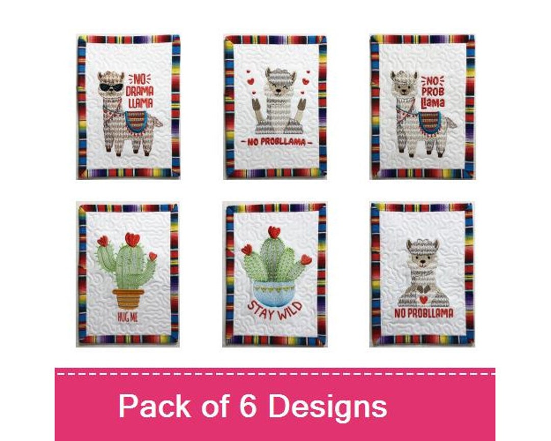 6 ITH Llama Humor Mug Rug - Machine Embroidery Designs PACK, in the ...