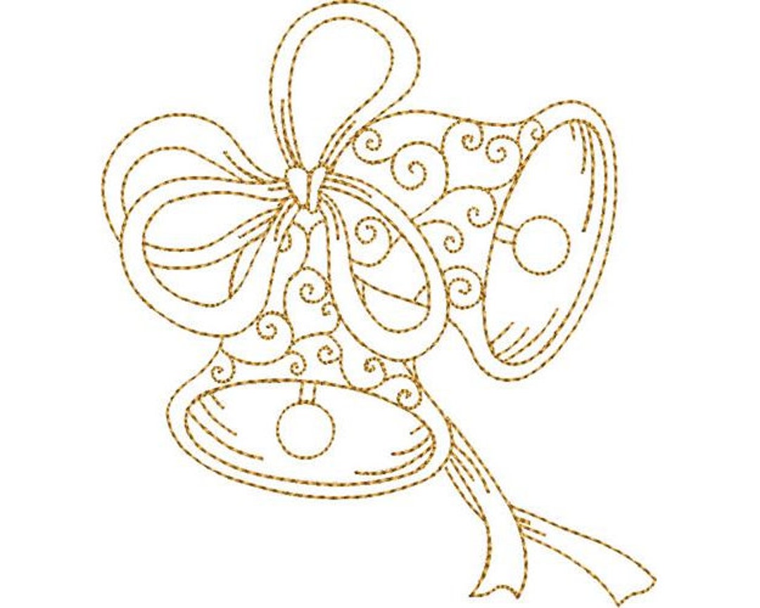 Golden Bells With Double Bow - Machine Embroidery Design, Christmas ...