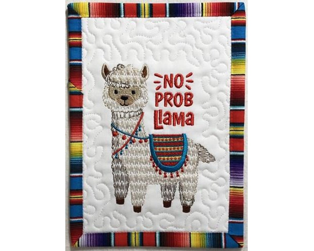 ITH Llama Humor Mug Rug - Machine Embroidery Design, in the Hoop Llama ...