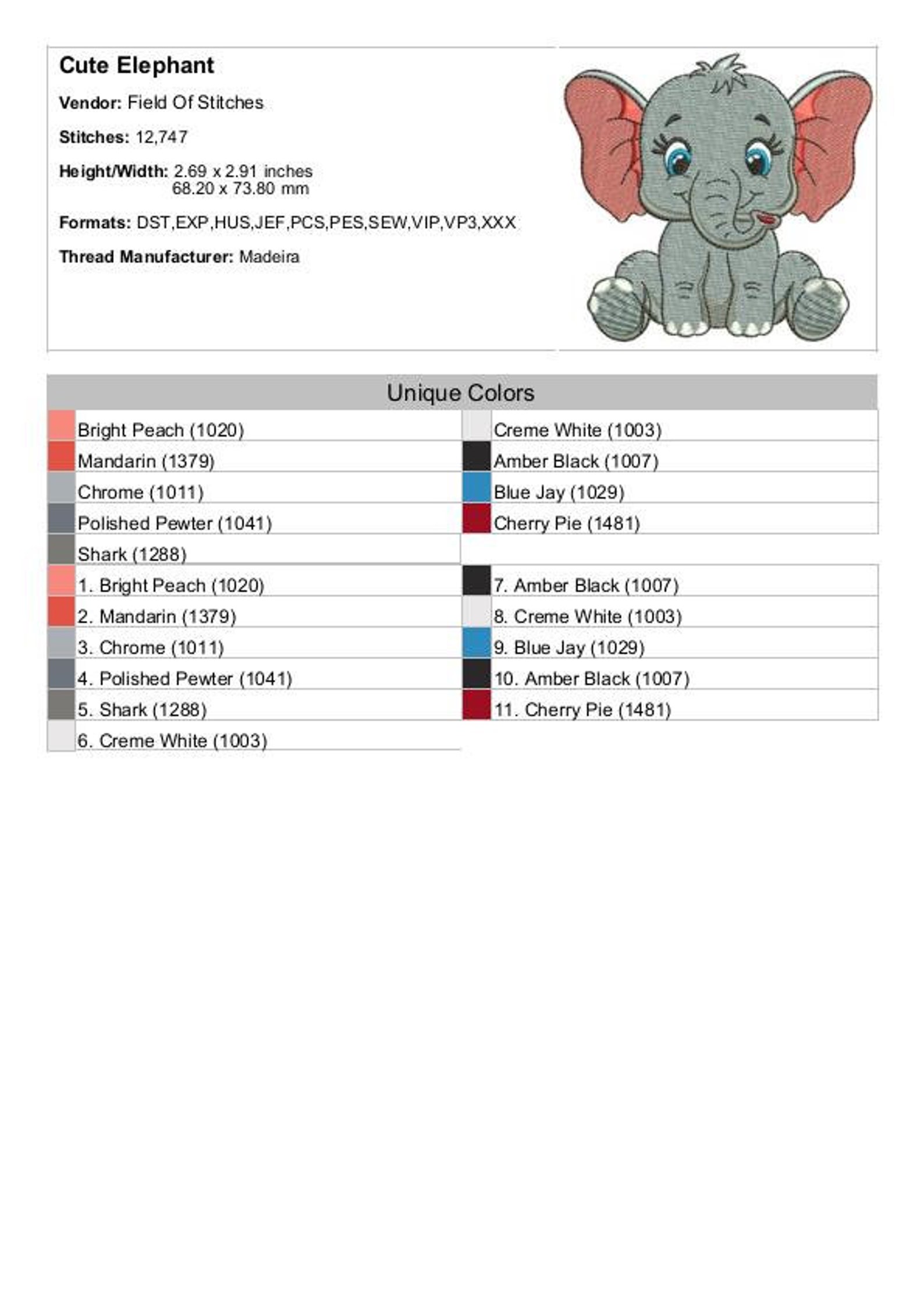 Cute Elephant - Machine Embroidery Design - 2 Sizes, Sitting Baby ...
