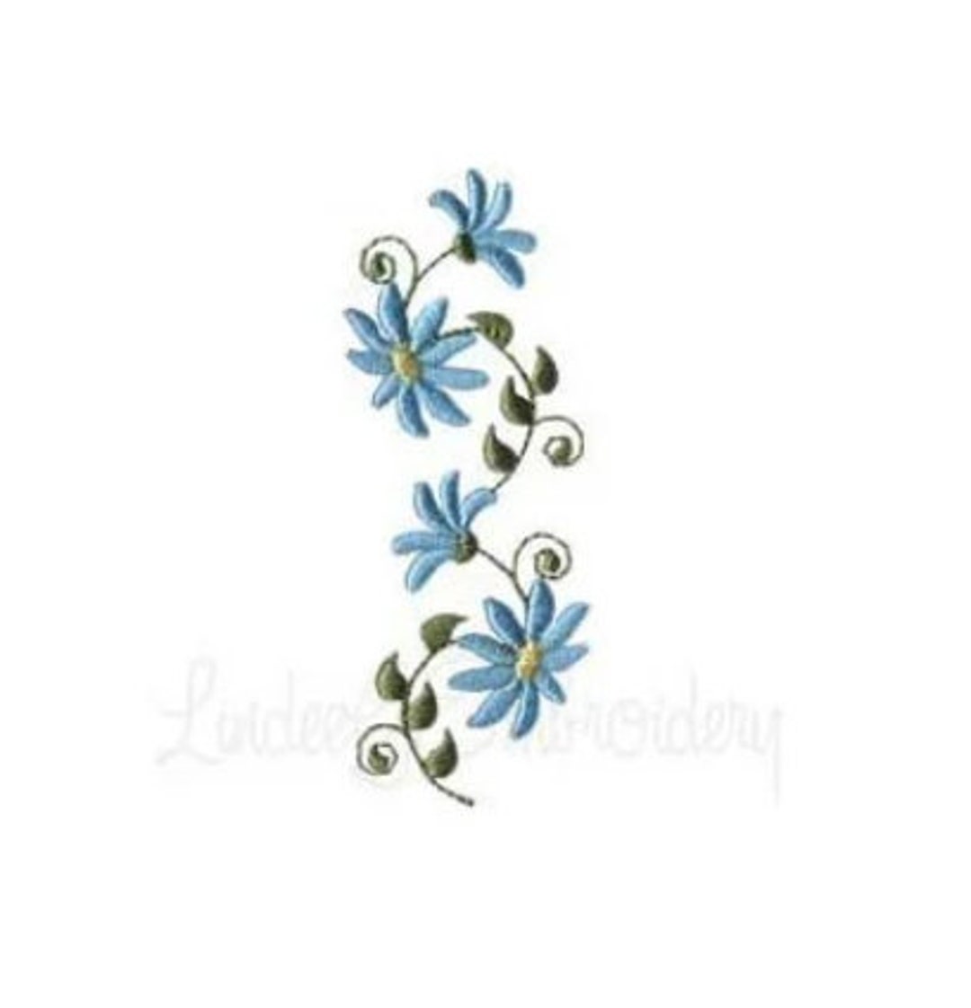 Daisy Border - Machine Embroidery Design, Blue Daisies Embroidery ...