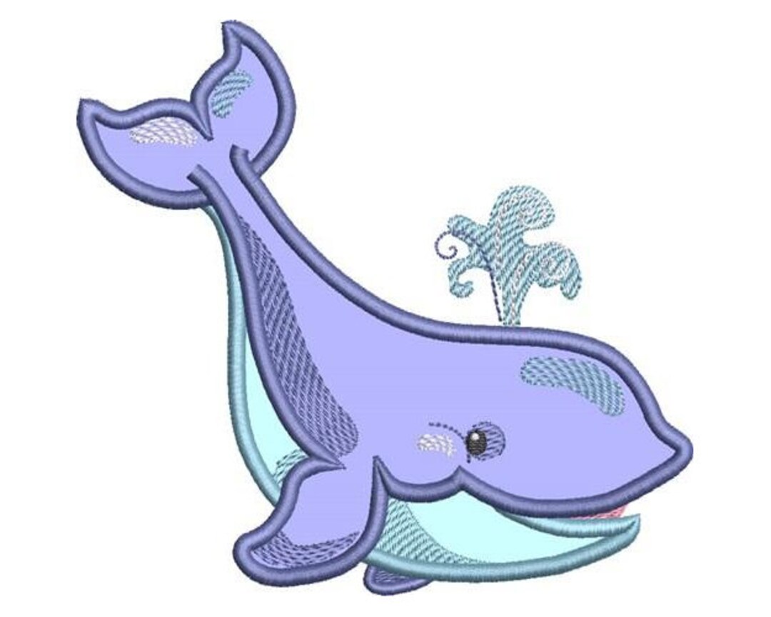 Baby Whale Splash Applique - Machine Embroidery Applique Design, Whale ...