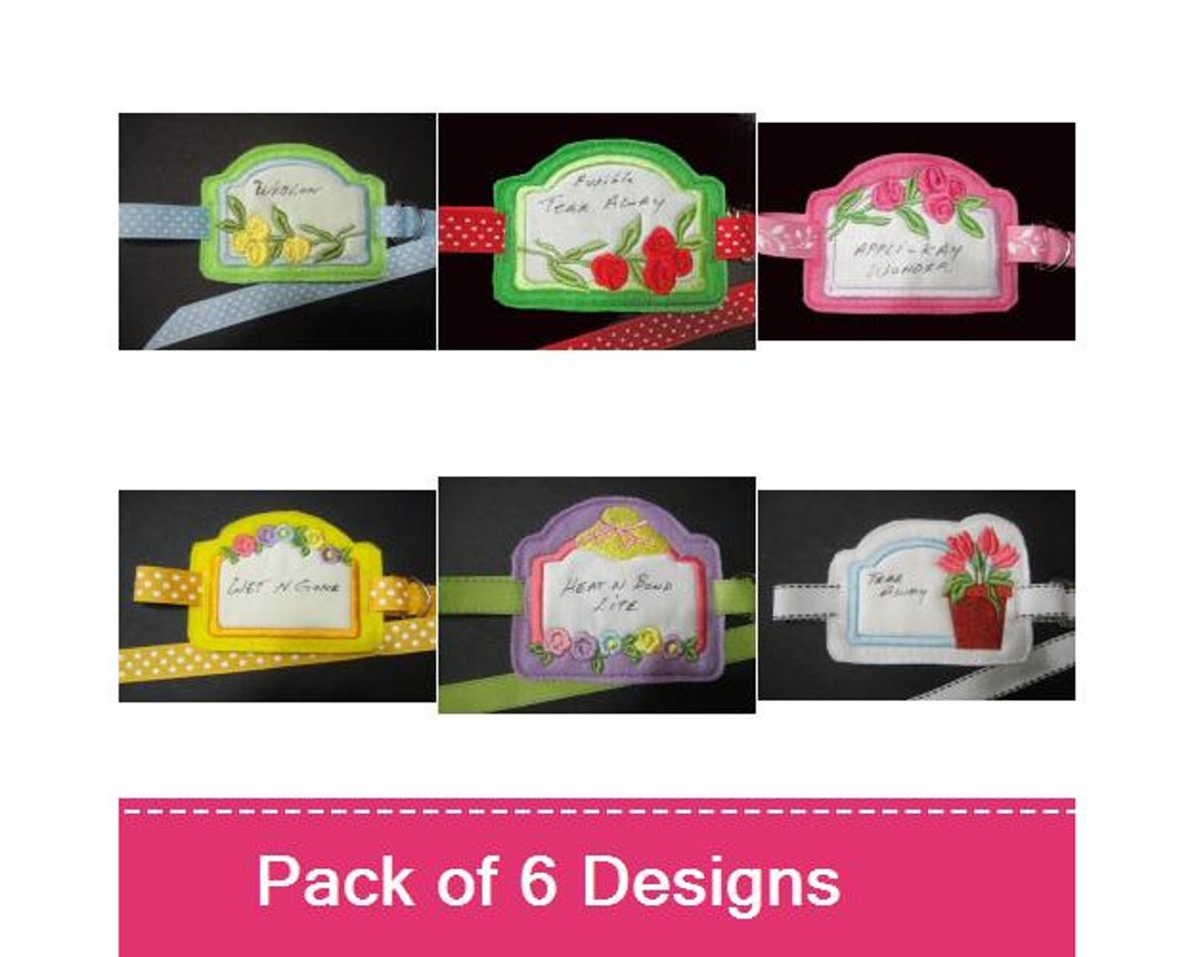 6 Stabilizer Labels - Machine Embroidery Designs PACK, Floral ...