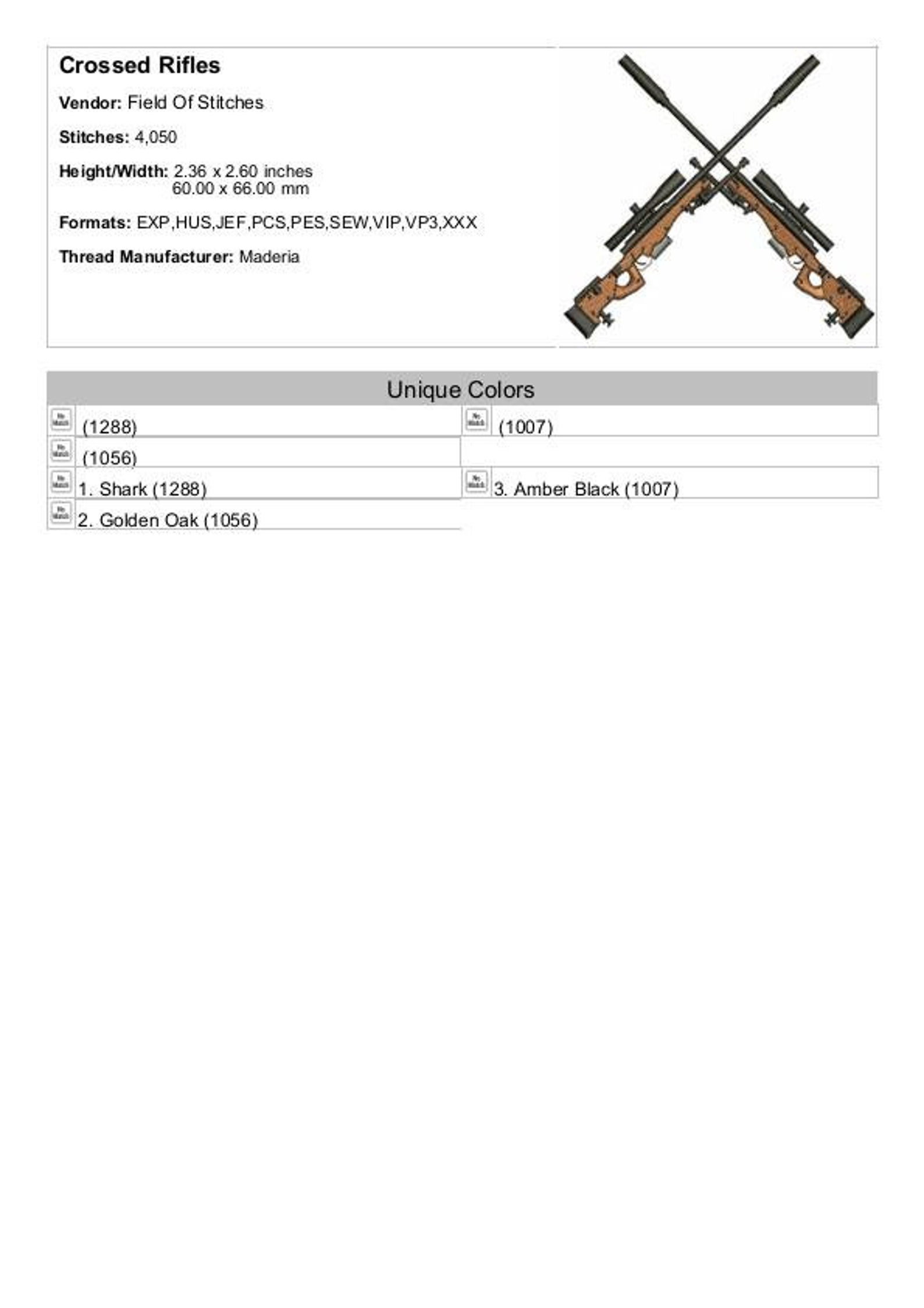 Crossed Rifles - Machine Embroidery Design - 3 Sizes, Crossed Firearms ...