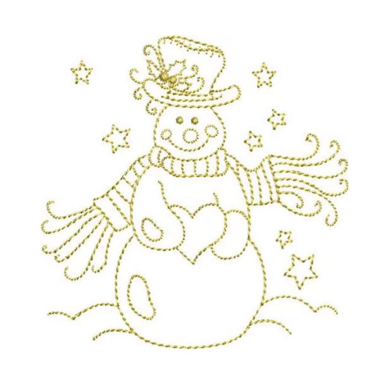 Festive Golden Snowman - Machine Embroidery Design, Winter Snowman ...