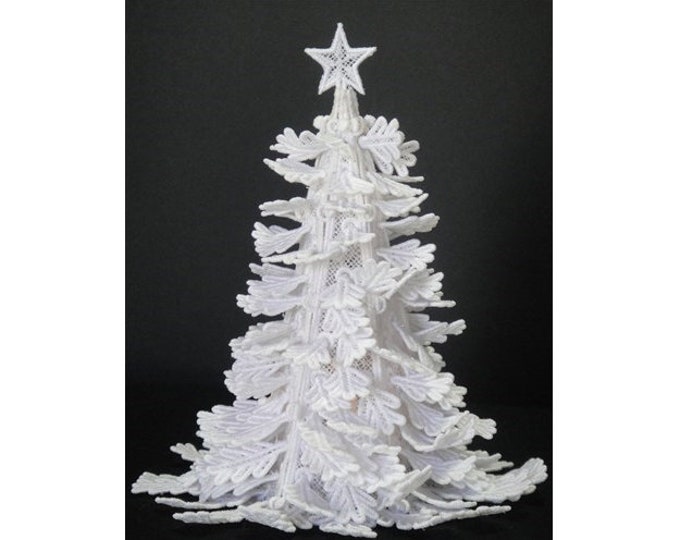 Fabric Christmas Tree Vintage Lace With Vintage Salvage Base Farmhouse ...