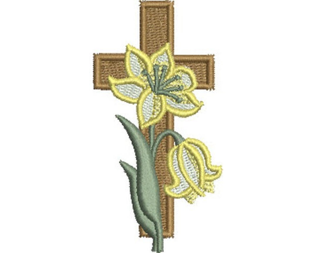 Easter Lily and Cross - Machine Embroidery Design, Easter Embroidery ...