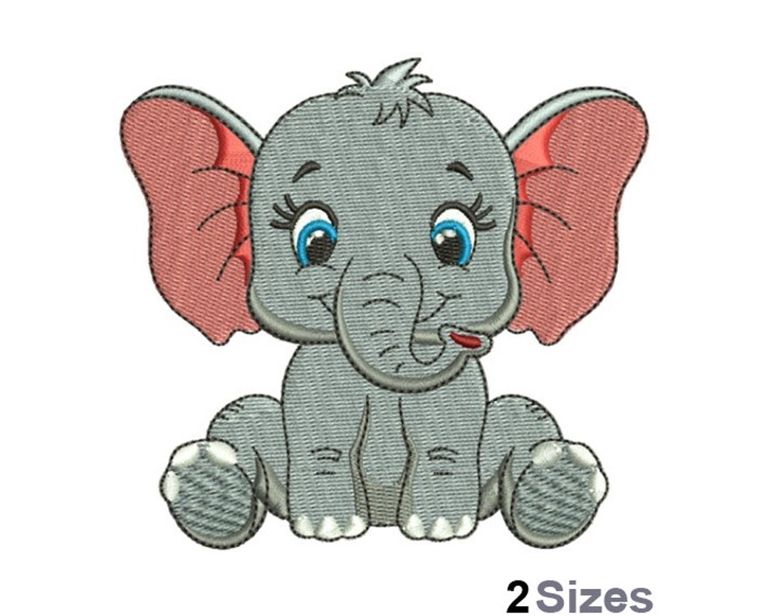 Cute Elephant - Machine Embroidery Design - 2 Sizes, Sitting Baby ...